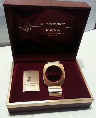 MICROSONIC DIGITAL SOLID STATE RED LED WRISTWATCH RARE VINTAGE | eBay