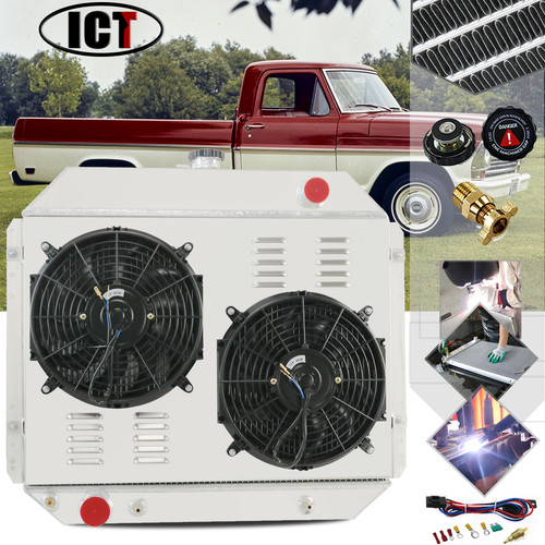 3-Row Radiator Shroud Fan For 1966-1977 Ford F100 F150 F250 F350 Bronco ...