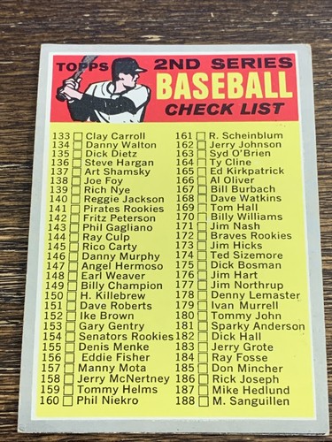 1970 TOPPS 2ND SERIES BASEBALL CHECK LIST #128 UNMARKED EXCELLENT OR ...