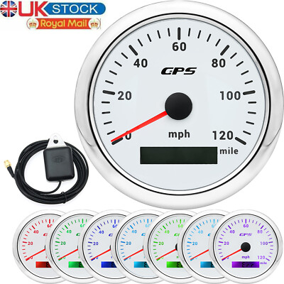 85mm Waterproof GPS Speedometer Gauge 0-120MPH For Motorcycle Boat Car ...