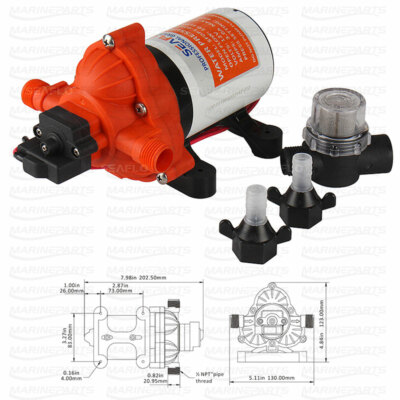 SEAFLO 24V Fresh Water Pentry Pump 3.0GPM 11.6 LPM Diaphragm 45PSI For ...