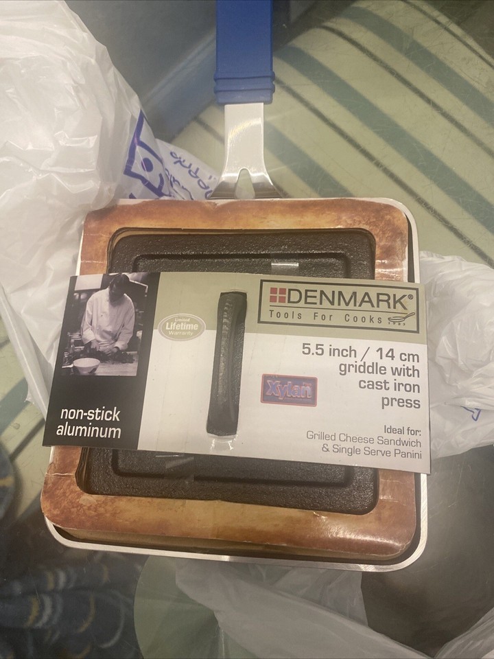 Denmark No Stick Sandwich Griddle With Cast Iron Press Panini. | eBay