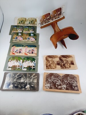 Antique Wooden Stereoscope Photo Card Viewer with 9 Stereo Cards | eBay