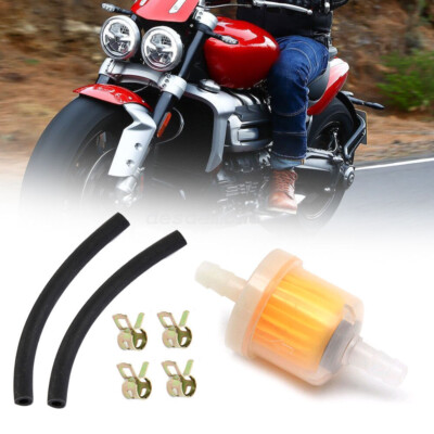 Motorcycle Fuel Petrol Inline Oil Filter Hose Pipe Clip For Scooter ...