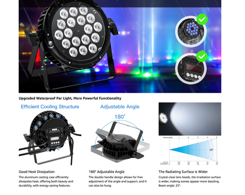 DMX Stage Lights RGBW 4in1 LED Par Light Super Bright 18X18W IP67 ...