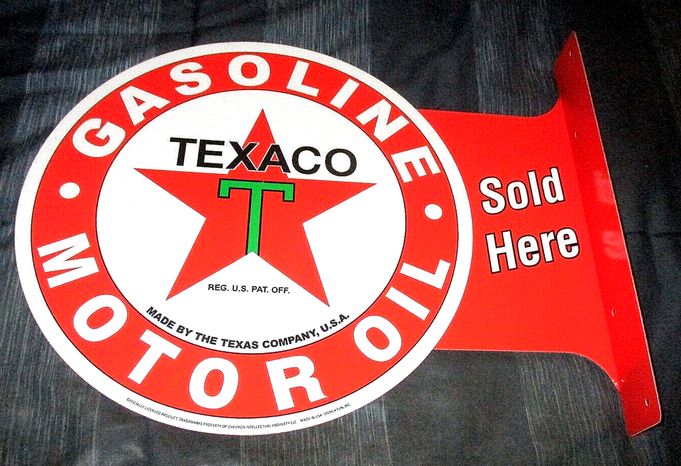 **TEXACO GASOLINE OIL Double-Sided Metal Flange Sign #03 Reproduction ...