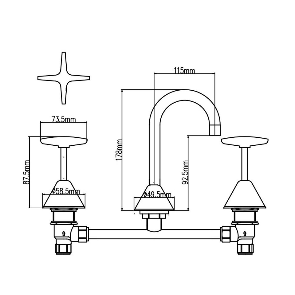Cross Tap Set Mixer Faucet Chrome 4 Star Water Rating for Bathroom ...