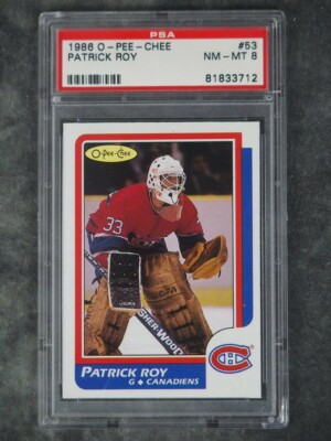 PSA 8 Patrick Roy Rookie OPC #53 Graded 1986 Hockey Graded Card O-Pee ...