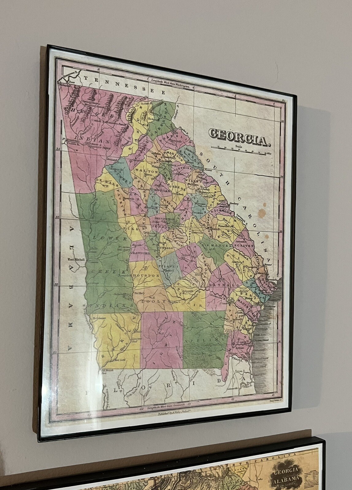 Antique 1822 Map Of Georgia With Indian Territory Reproduction 8.5 X 11 ...
