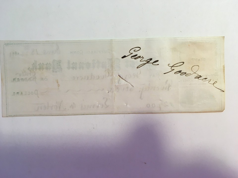 1871 SUFFIELD GEORGE GOODACRE AUTOGRAPH BANK DRAFT CHECKS RECEIPT | eBay