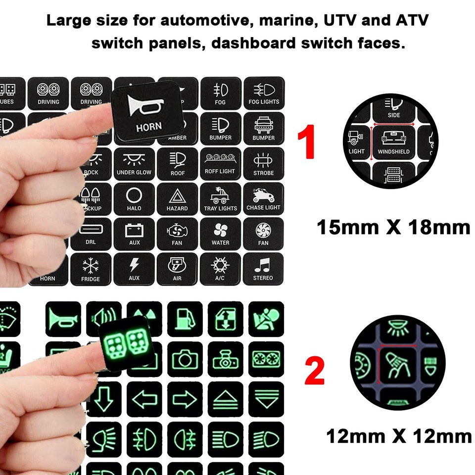 10PCS LED Light Button Switch Stickers for Car Boat Window Switches ...