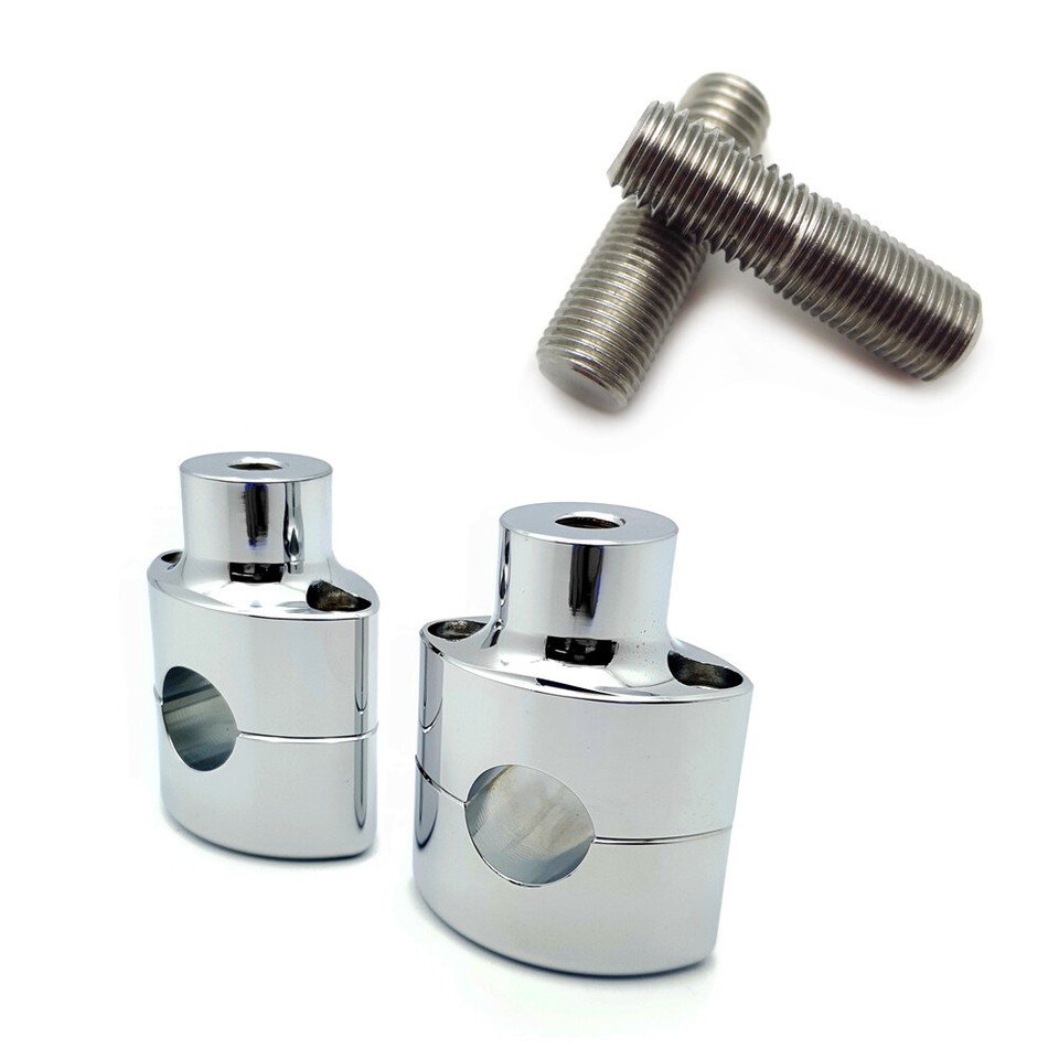 Chrome 1" Handlebar Risers For Harley DNA Paughco Hardbody Springer ...