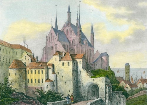 FRAUENBURG / FROMBORK - Gesamtansicht des Doms - Lithographie um 1840 ...