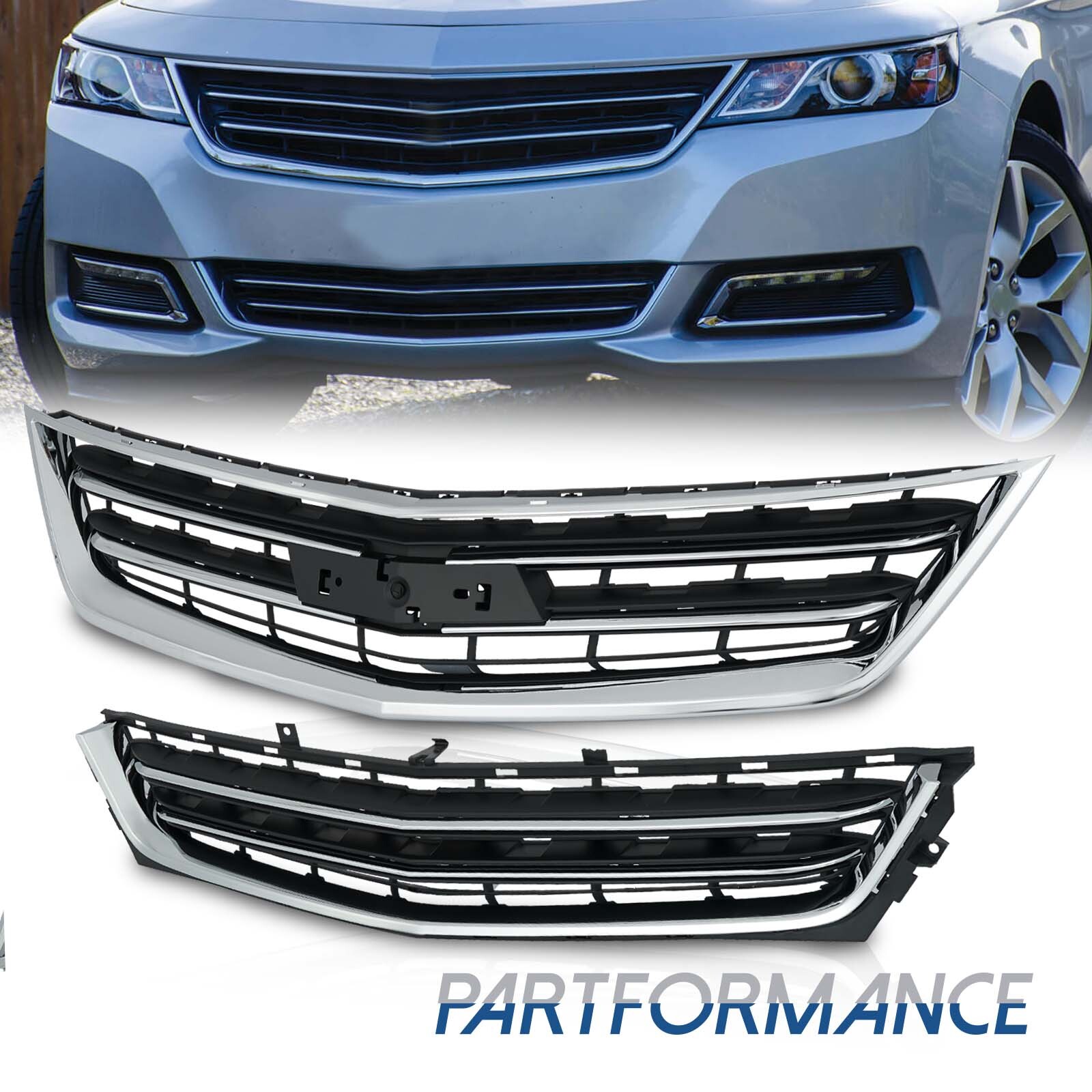 For 2014-2020 Chevrolet Chevy Impala Front Upper&Lower Grille Set Black ...