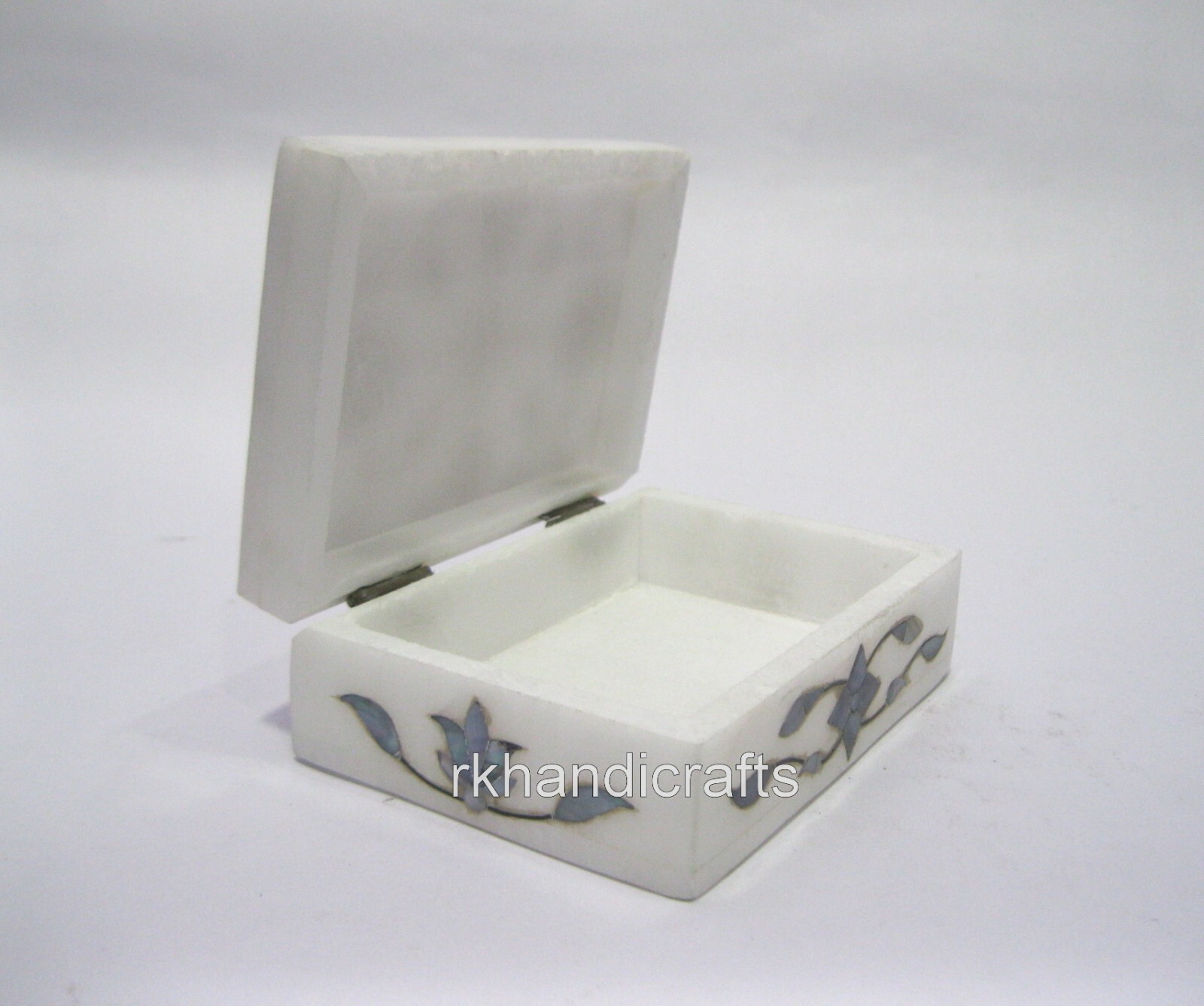 4 x 3 Inches Unique Pattern Inlay Work Collectible Box White Marble ...