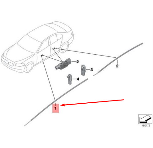 NEW BMW 5 F10 FRONT RIGHT DOOR UPPER OPTICAL CONDUCTOR 63319186636 ...