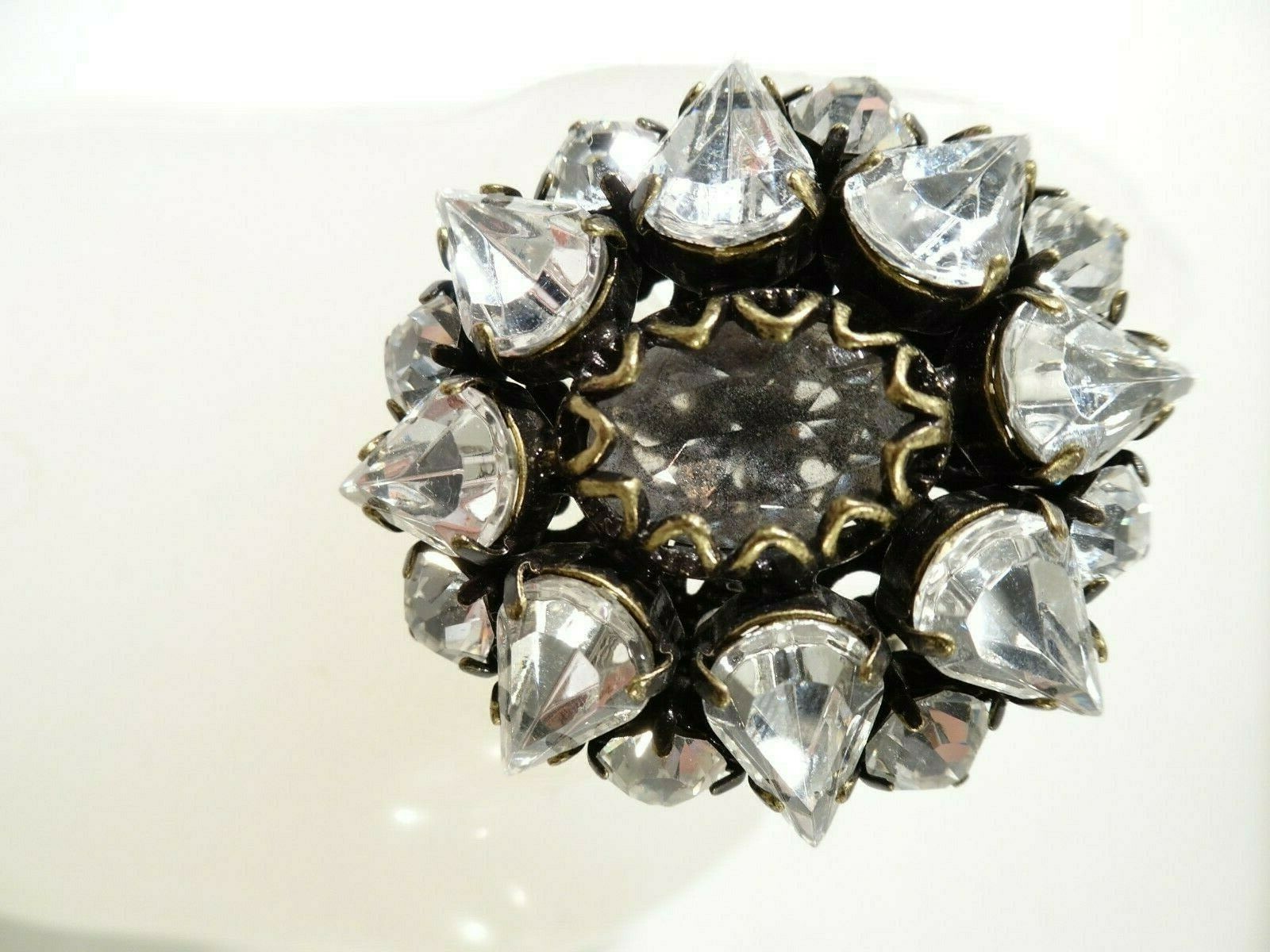 Large Crystal Smoke Stone Antique Brass Statement Cocktail Ring Sz 7 | eBay