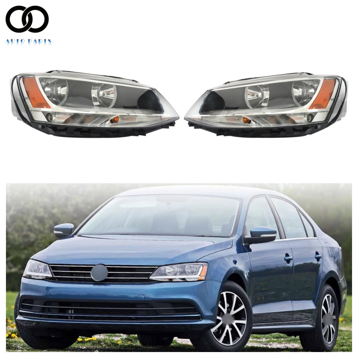 Halogen Headlights Assembly LH+RH For 2011-2014-2016-2017-2018 ...