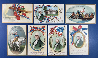 Washington SET 7 Patriotic Antique Postcards. PUBL:IAP. Artist ...