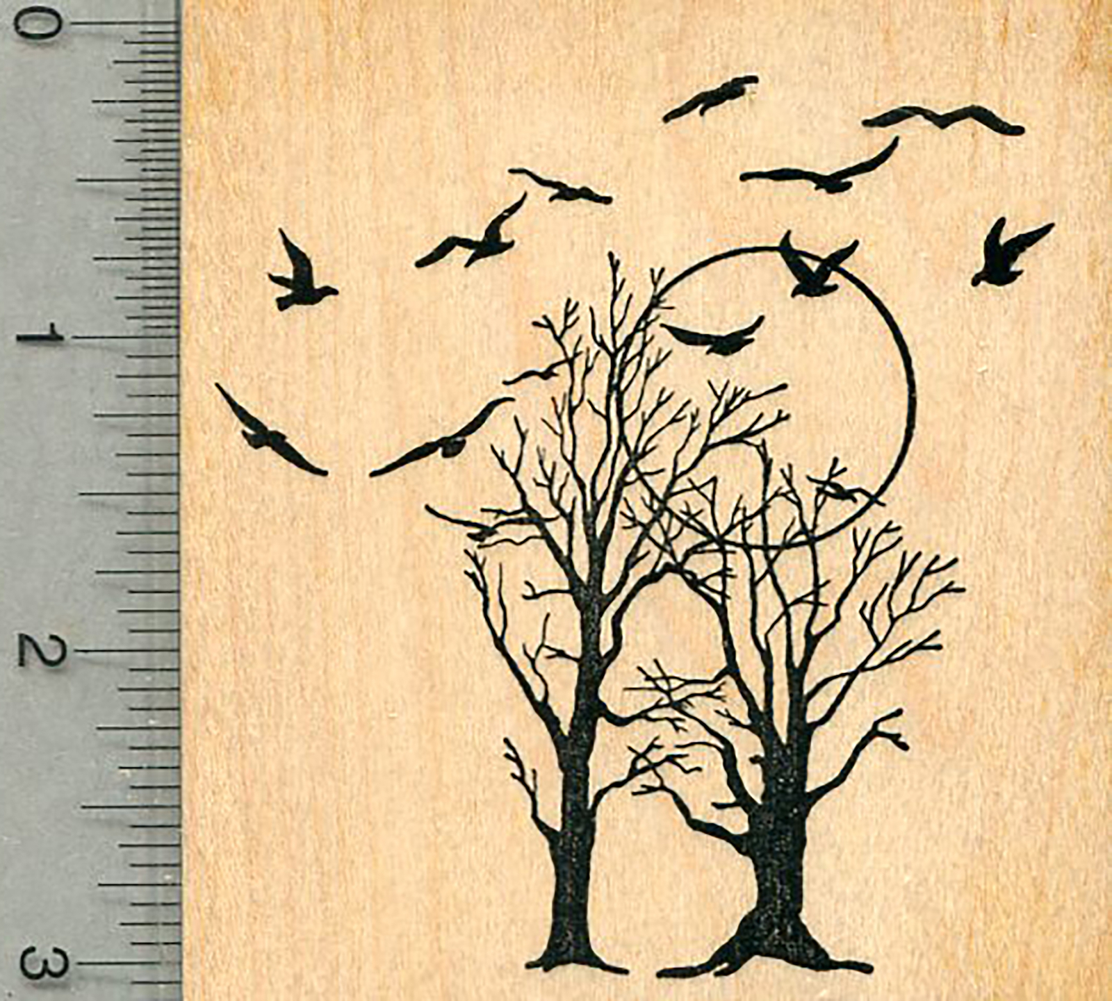Bare Trees Rubber Stamp, with Birds, Scenery Series L37005 WM | eBay