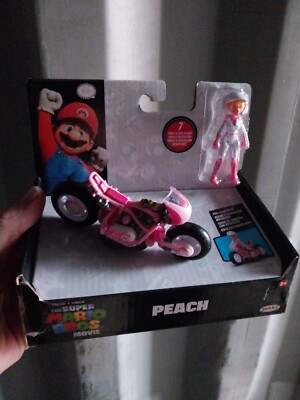Super Mario Bros. Movie Princess Peach Figure and Pull Back Racer Kart ...
