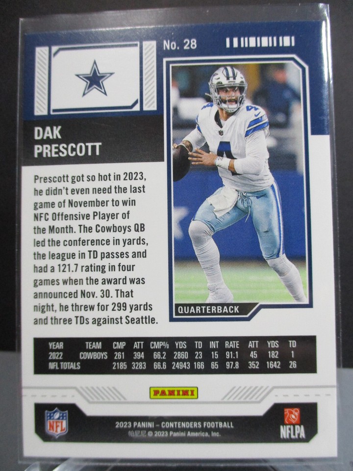 2023 Panini Contenders Season Ticket #28 Dak Prescott - Dallas Cowboys ...