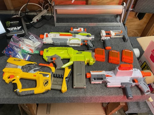 Lot of 4 Nerf Guns W/ attachments & dart Rayven Modulus Enlist Enfoce Mediator | eBay