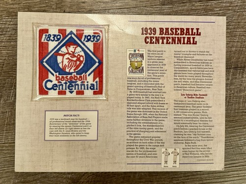 MLB 1939 Baseball Centennial Patch | eBay