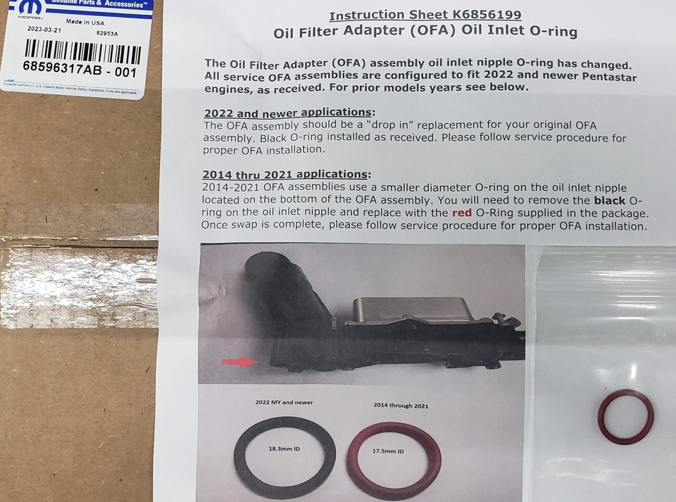 68596317AB MOPAR OEM 3.6L OIL COOLER FILTER HOUSING *BRAND NEW* | eBay