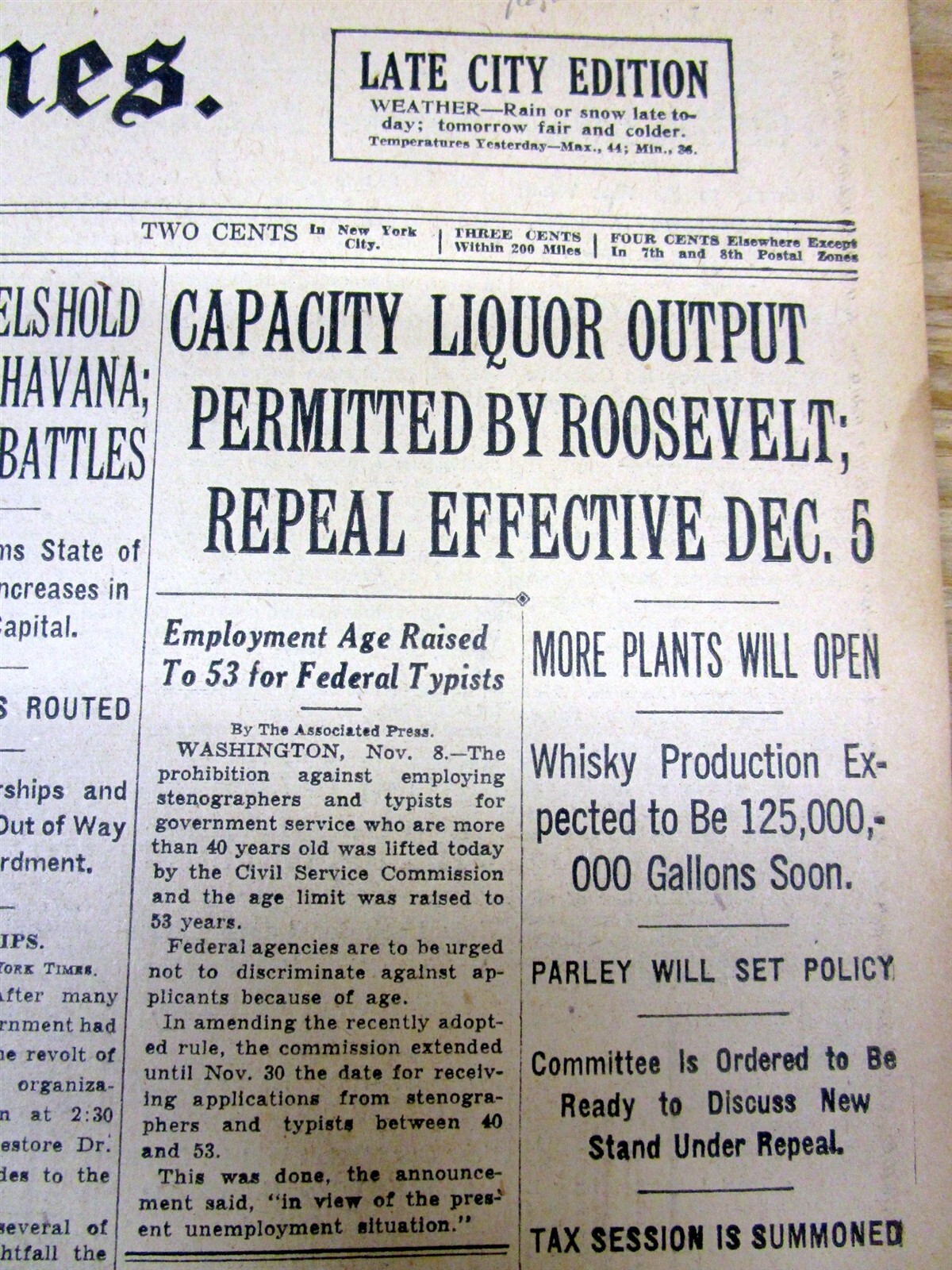 Prohibition 1920s Newspaper