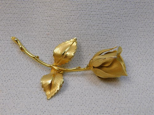 Vintage Giovanni Long Stem Gold Tone Rose Brooch 3 in | eBay