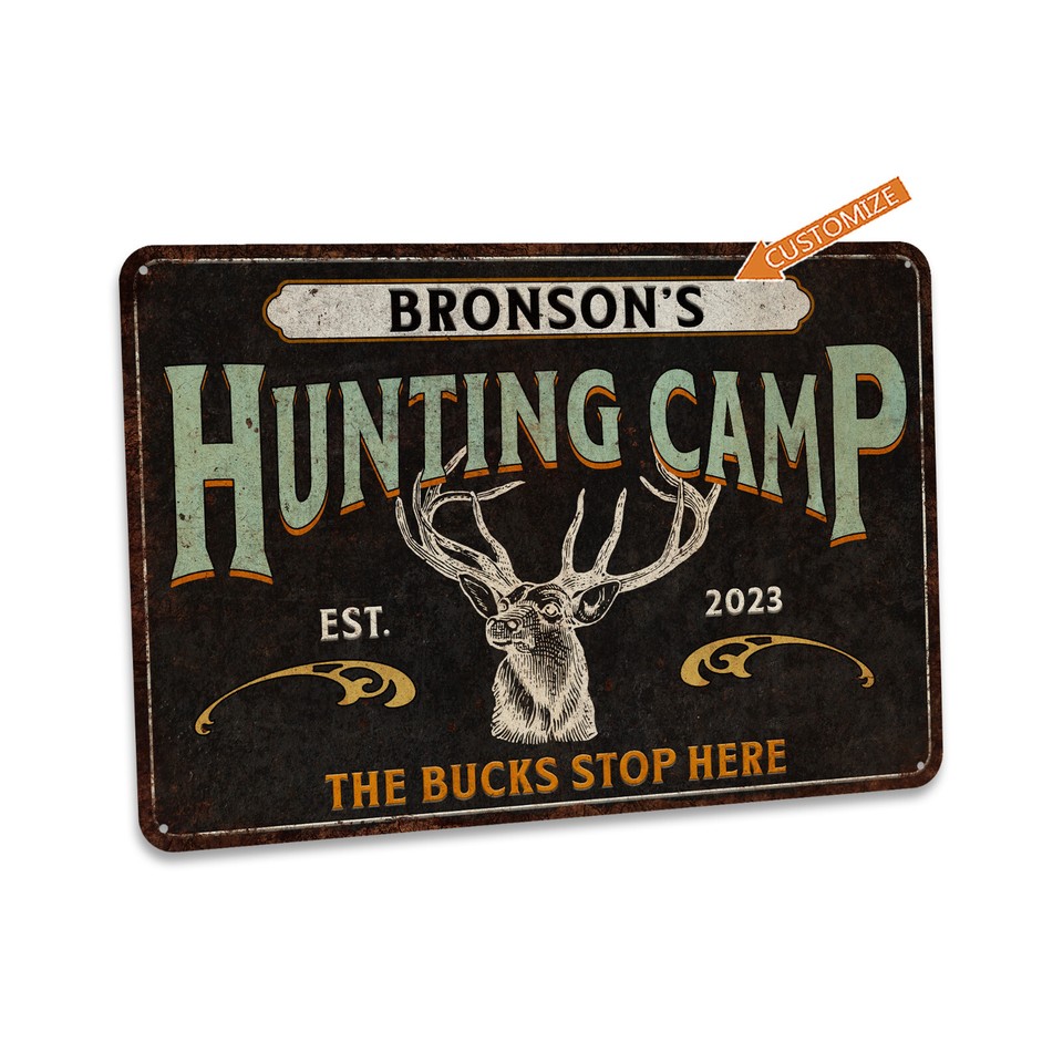 Custom Hunting Camp Sign Deer Hunting Gift For Him Garage Man Cave ...