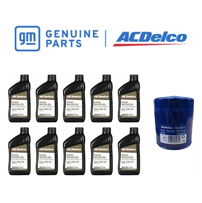 10x ACDelco Diesel Heavy Duty Oil 15W-40 & Oil Filter for Duramax 6.6 ...