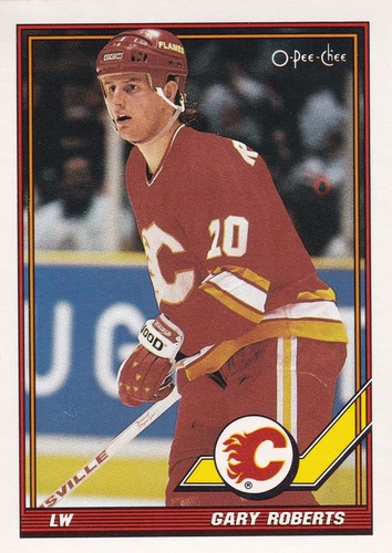 1991-92 O-Pee-Chee #320 Gary Roberts NHL- Calgary + (Yes 4 Free Mystery ...