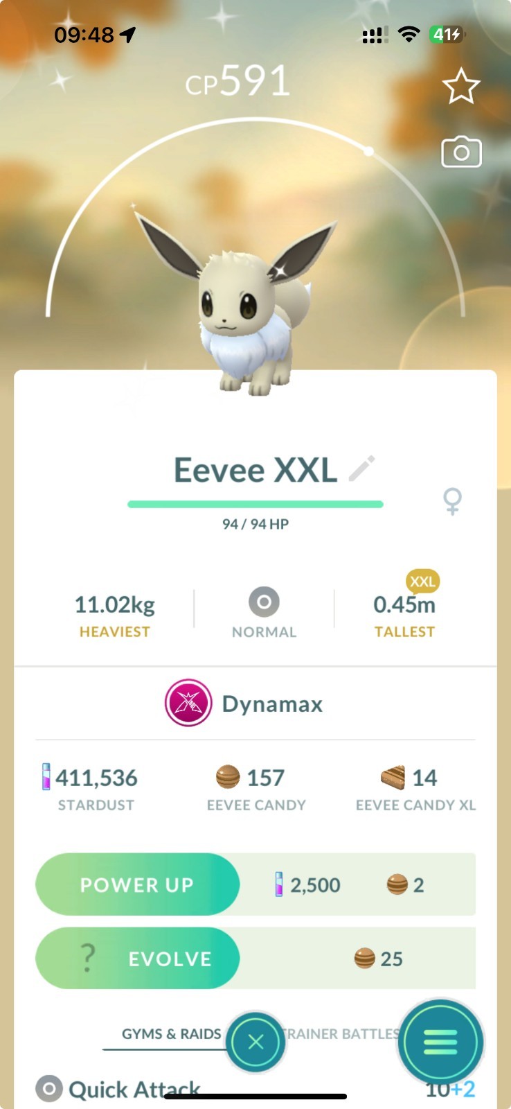 Shiny Dynamax FemaIe Eevee size XXL - Trade 0r PTCs - GO Read Description | eBay