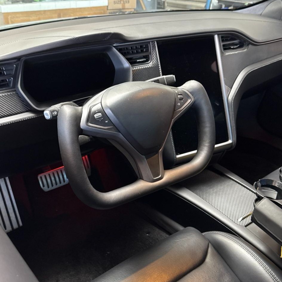 Yoke Leather Steering Wheel for Tesla Model X 16-20 Model S 14-20 with ...