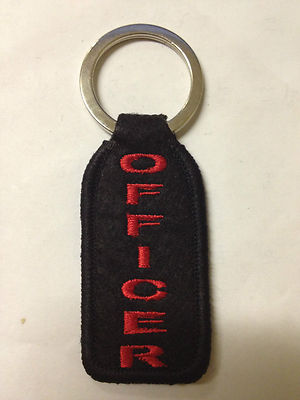 "OFFICER" EMBROIDERY KEYRING EMBROIDERED PATCH BADGE KEY CHAIN CHROME ...