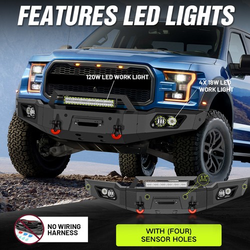 Front Bumper W/ Winch Plate & Sensor Holes For 2017-2020 F-150 F150 SVT ...