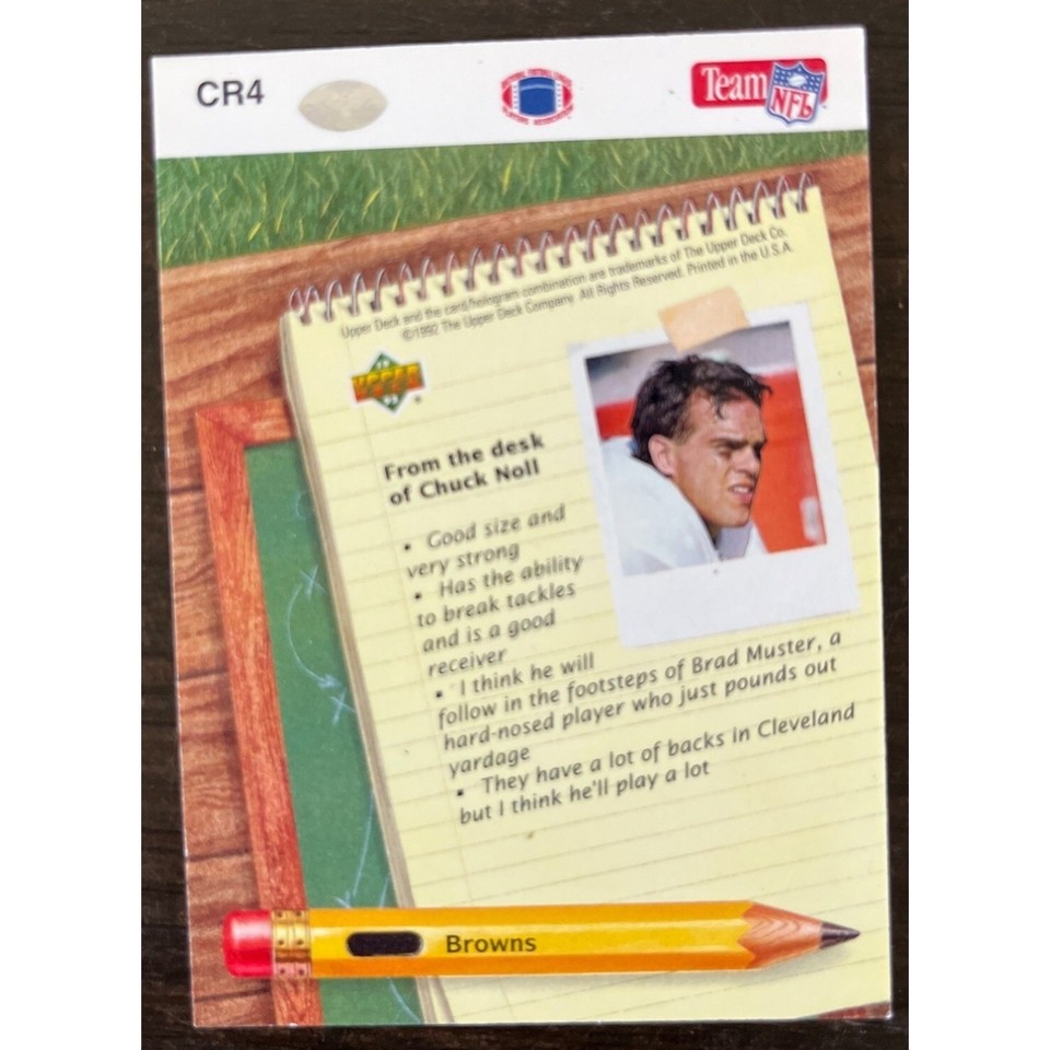 Coach's Report #CR4 Tommy Vardell Cleveland Brown National Football ...