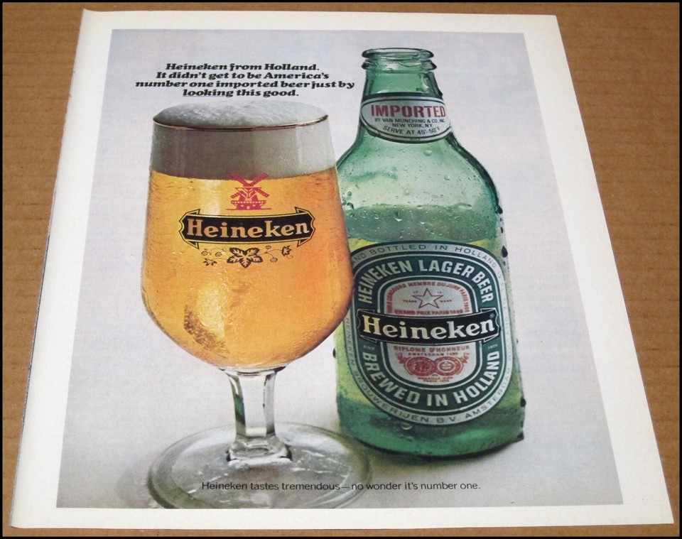 1978 Heineken Lager Beer Print Ad Advertisement 8.25"x10.75" Vintage ...