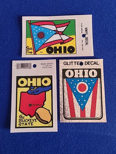 3 Ohio Souvenir Travel Decals, Window Stickers - Buckeye State, Flag ...