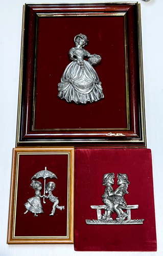 French Etains Du Galion Pewter Cameo Wall Plaque Red Valet Base Lot Of ...