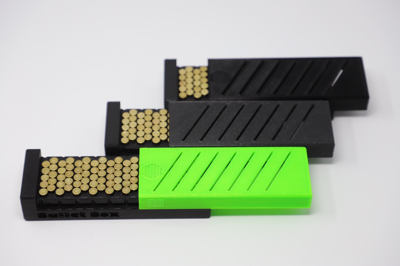 New Bullet Box Original 100 Round 22 .LR Ammo Case w Removable Snap Lid ...