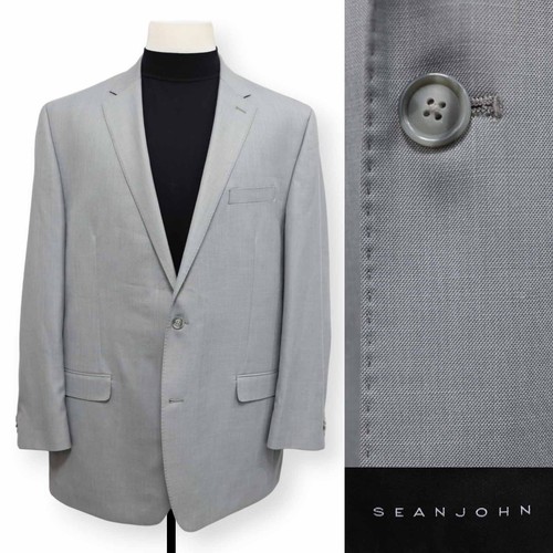 SEAN JEAN mens solid gray two button sport coat suit jacket blazer 48 L ...