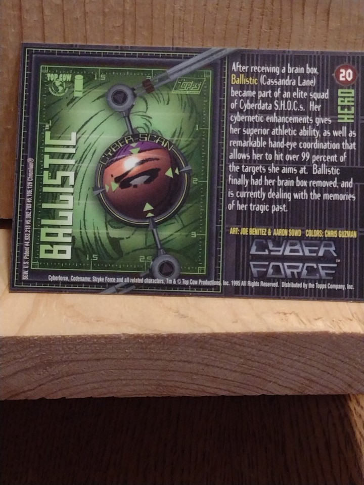 1995 TOPPS/ IMAGE: CYBER FORCE: #20 BALLISTIC. (HERO) ALL-CHROMIUM MC4 ...