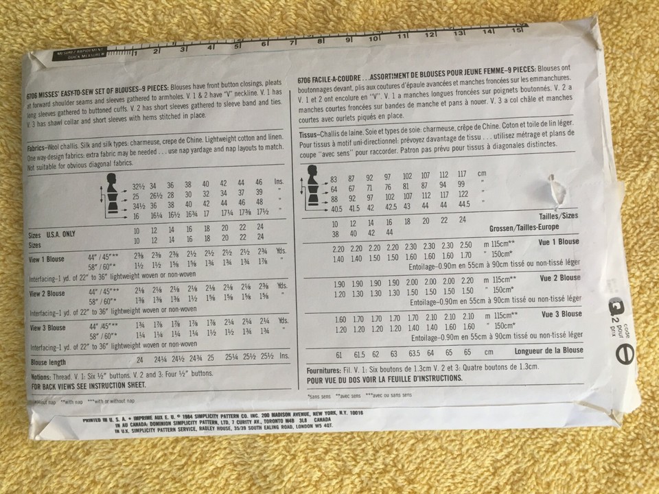 Simplicity Patterns (W) ~ CUT PATTERNS ~ All are Size 12 ...