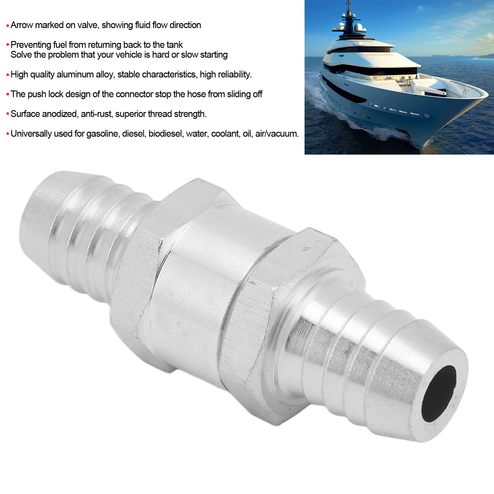 (14mm)Fuel Line Check Valve Antirust Push Lock Design One Way Check ...