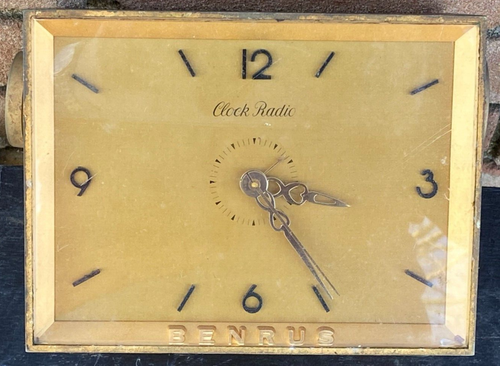 BENRUS Vintage Tube Clock Radio 1950's- Mid Century BRASS Case, Very ...