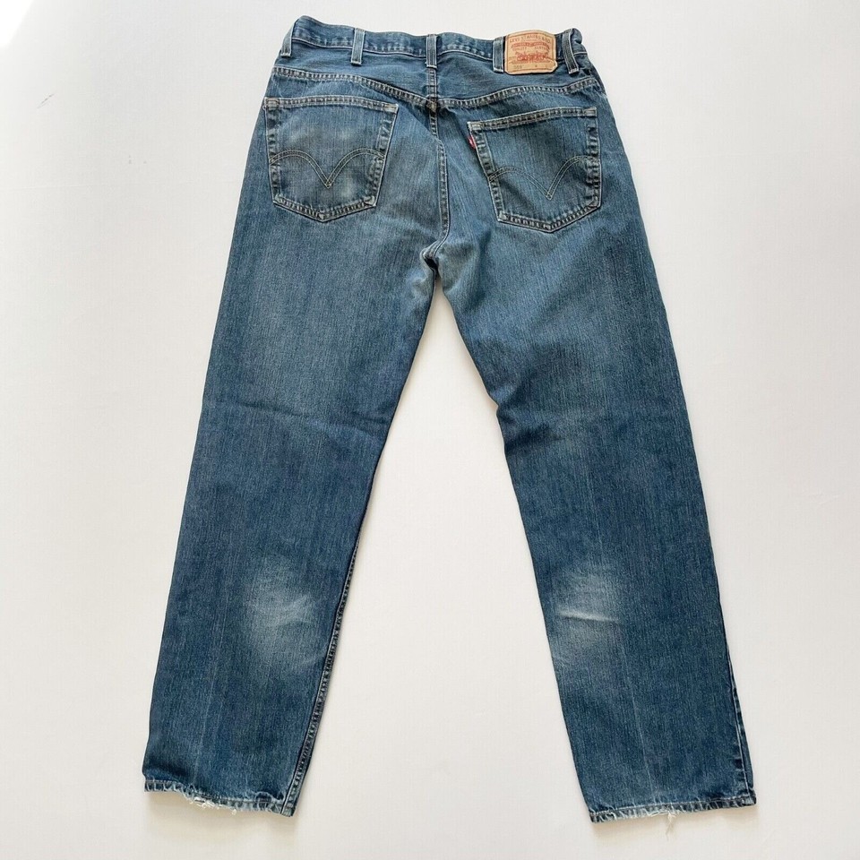 Mens Levis 559 38x33.5 Relaxed Straight Leg Blue Denim Jeans Distressed ...