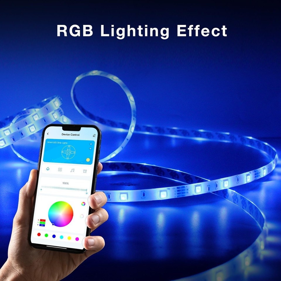 32.8ft Waterproof Smart LED Strip Lights with Alexa & Google Assistant ...